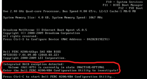 Missing or faulty RAID controller