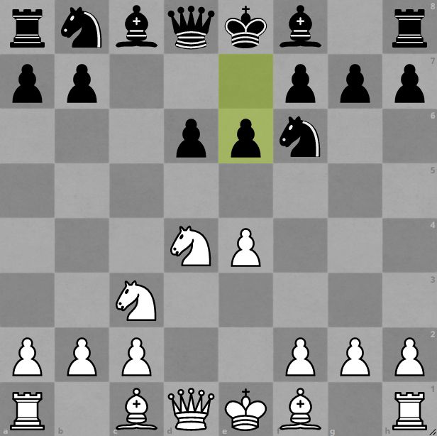 Back 1. e4 c5 2. Nf3 d6 3. d4 cxd4 4. Nxd4 Nf6 5. Nc3 e6