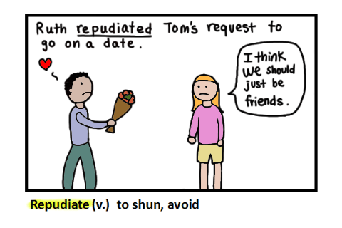 Back /rɪˈpjuːdɪeɪt/v. to refuse to recognize as truev. to cast offThe ...